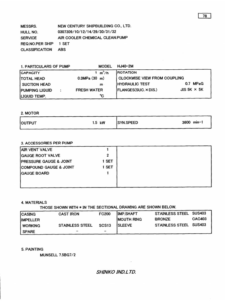 Me Air Cooler Chem. Cl. Pump Data Sheet | PDF