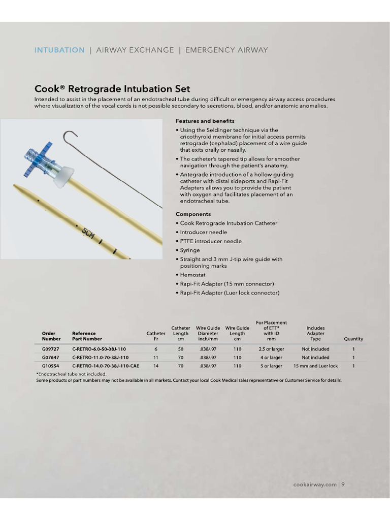 Retrograde Intubation Set | PDF