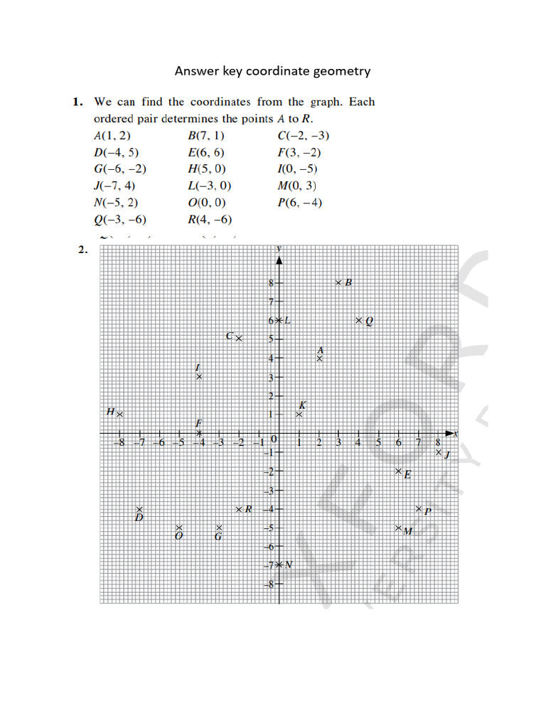 Answer Key Coordinate Geometry | PDF