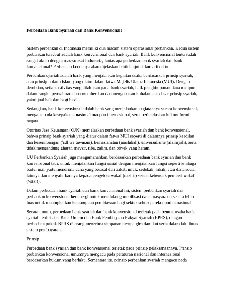 Disukusi 2 (Perbedaan Bank Syariah dan Bank Konvensional) | PDF