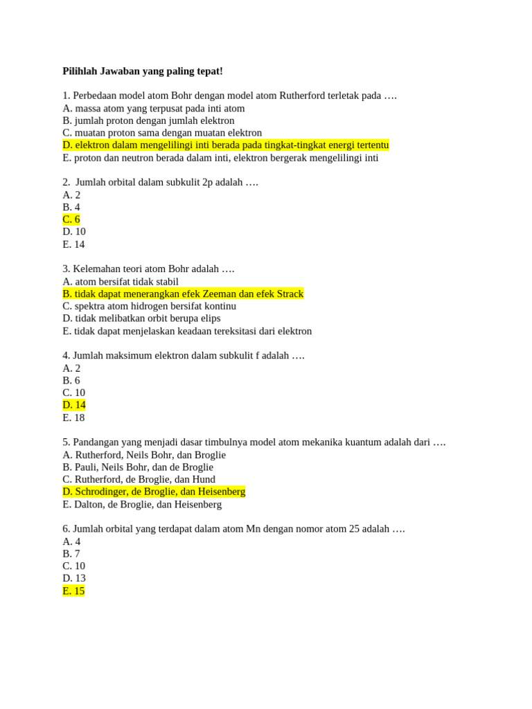 BANK SOAL GENAP KIMIA KELAS X Plus Kunci | PDF