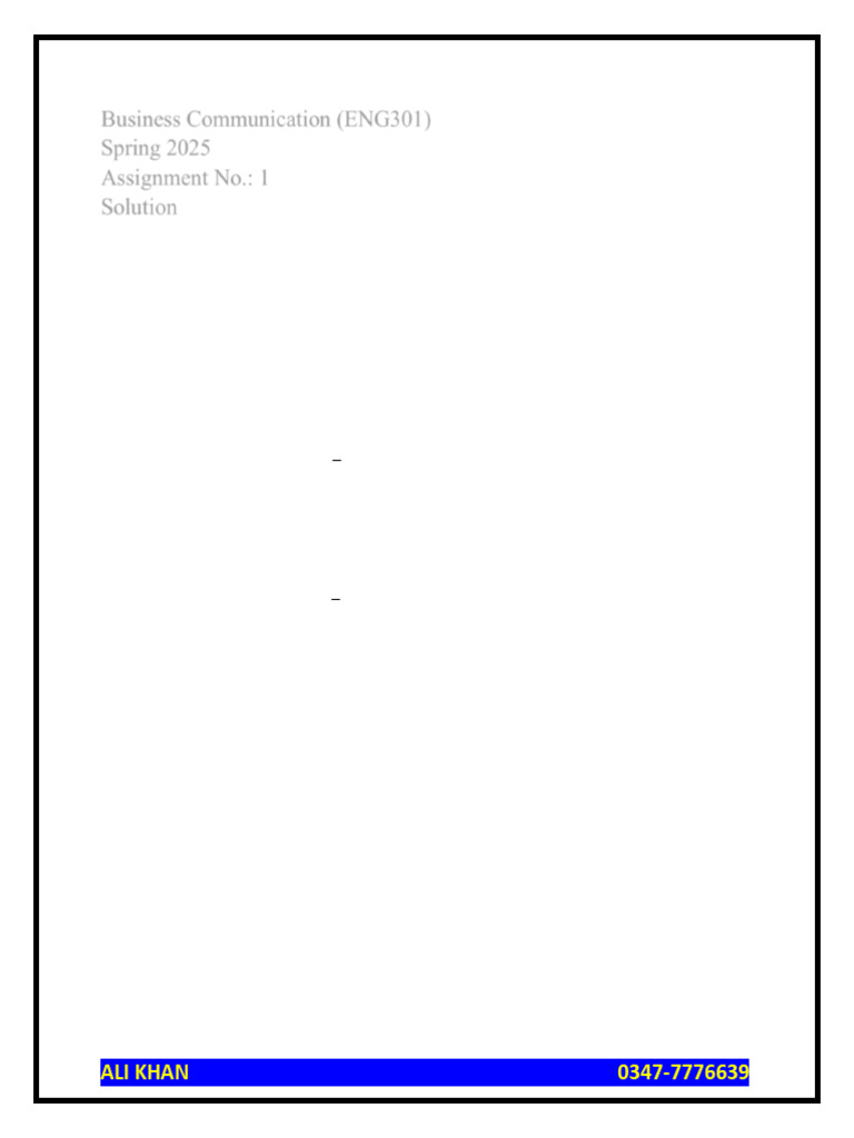 ENG301 Assignment Solution 2025 by VU NEXUS Ali Khan | PDF | Communication | Classroom