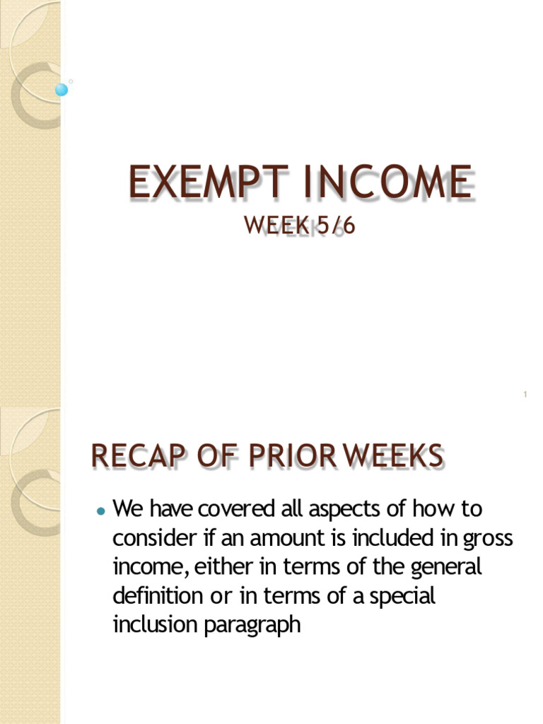 Week 6 - Slides Exempt Income 2025 | PDF | Insurance | Life Annuity