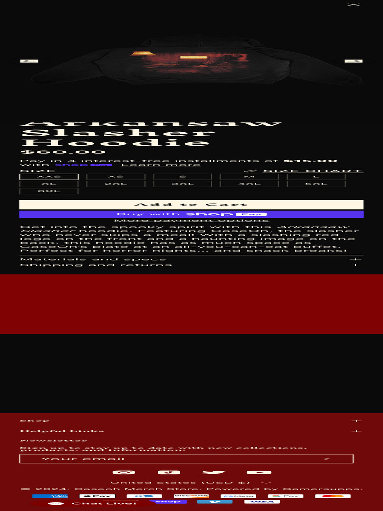Arkansaw Slasher Hoodie - Caseoh Merch Store 2 | PDF