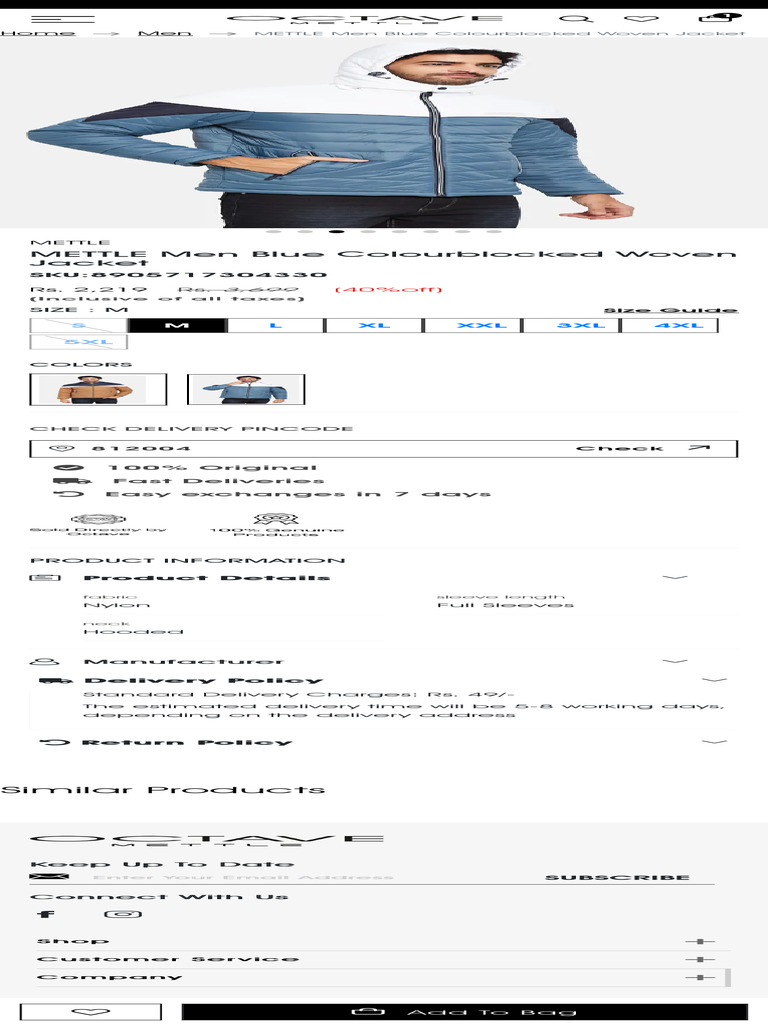 METTLE Men Blue Colourblocked Woven Jacket | PDF