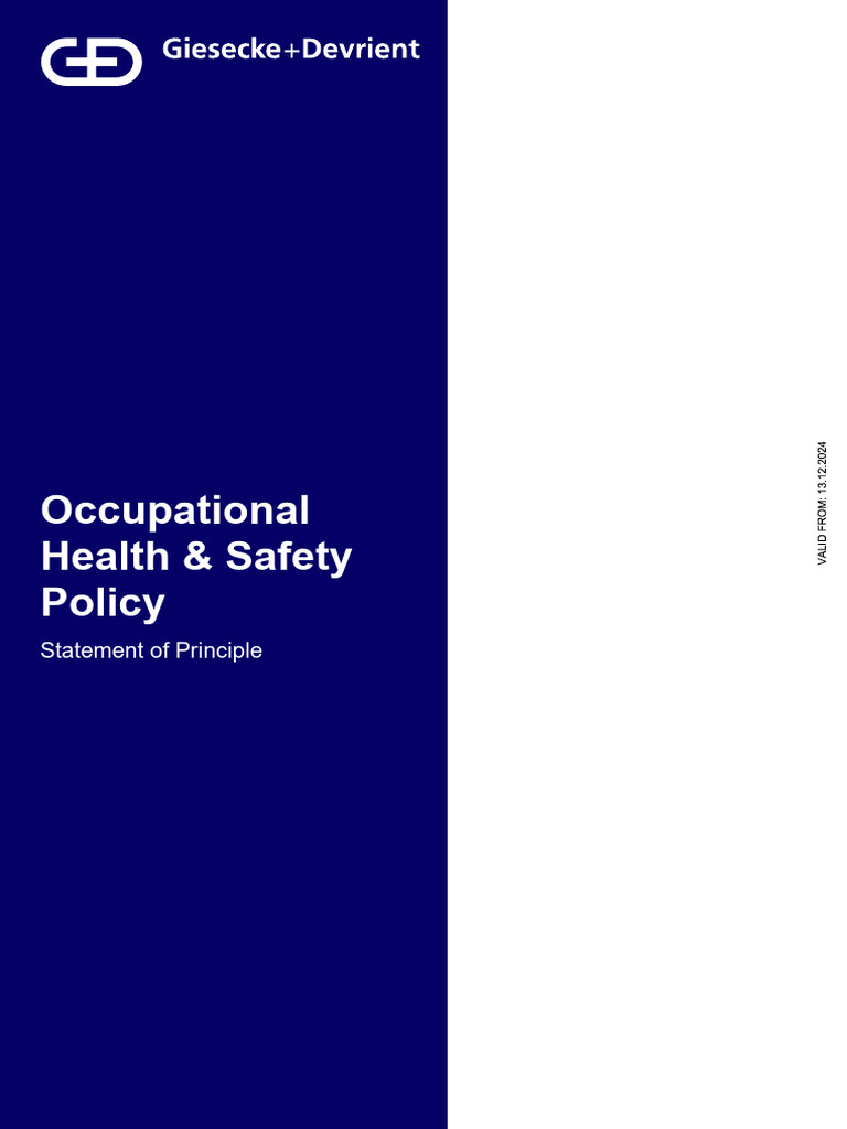 GD Statement of Principle Health Safety Policy | PDF | Occupational ...