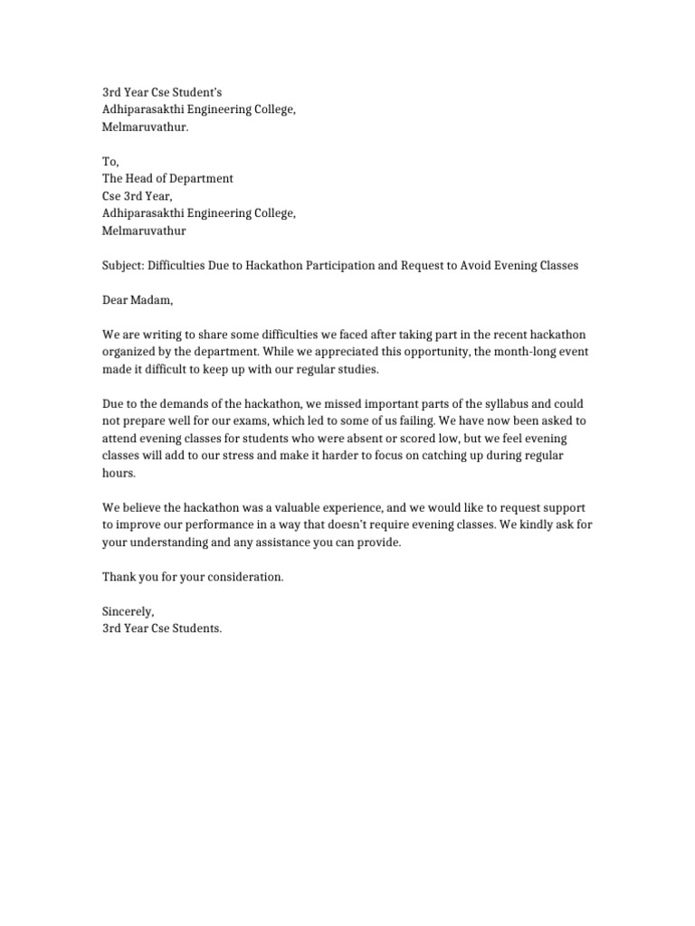 Hackathon Request Letter | PDF