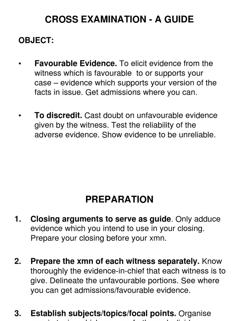 Cross Examination Guide | PDF | Cross Examination | Witness