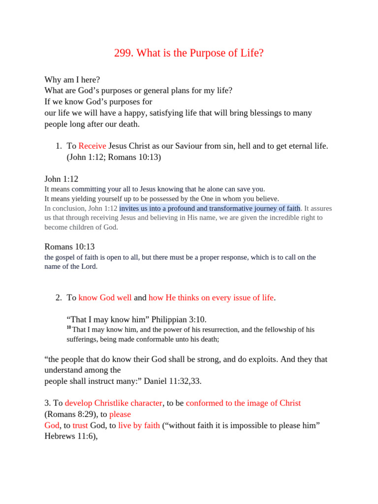 What Is The Purpose of Life | PDF | Jesus | Gospel Of John