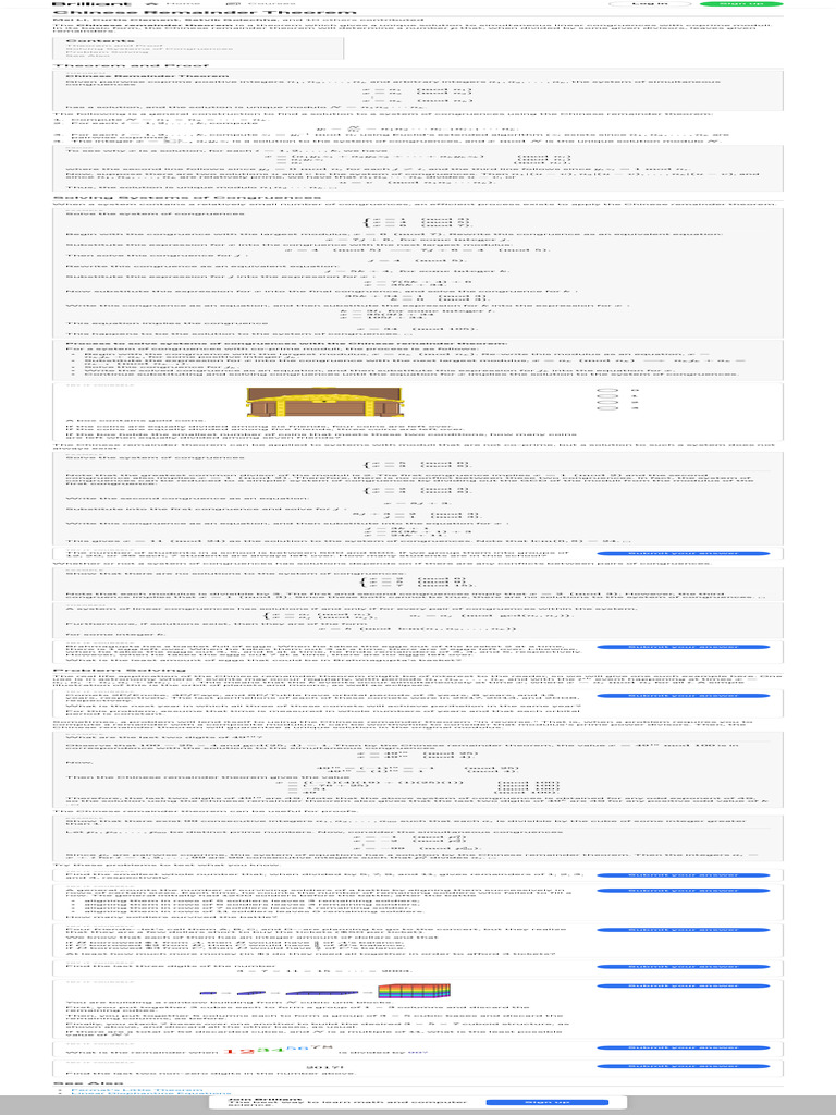 Chinese Remainder Theorem Brilliant Math & Science Wiki | PDF ...