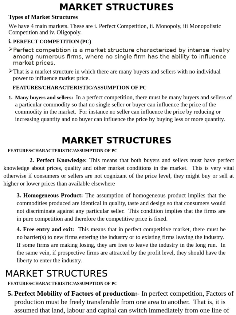 Market Structures and Macroeconomics Variables | PDF | Perfect ...