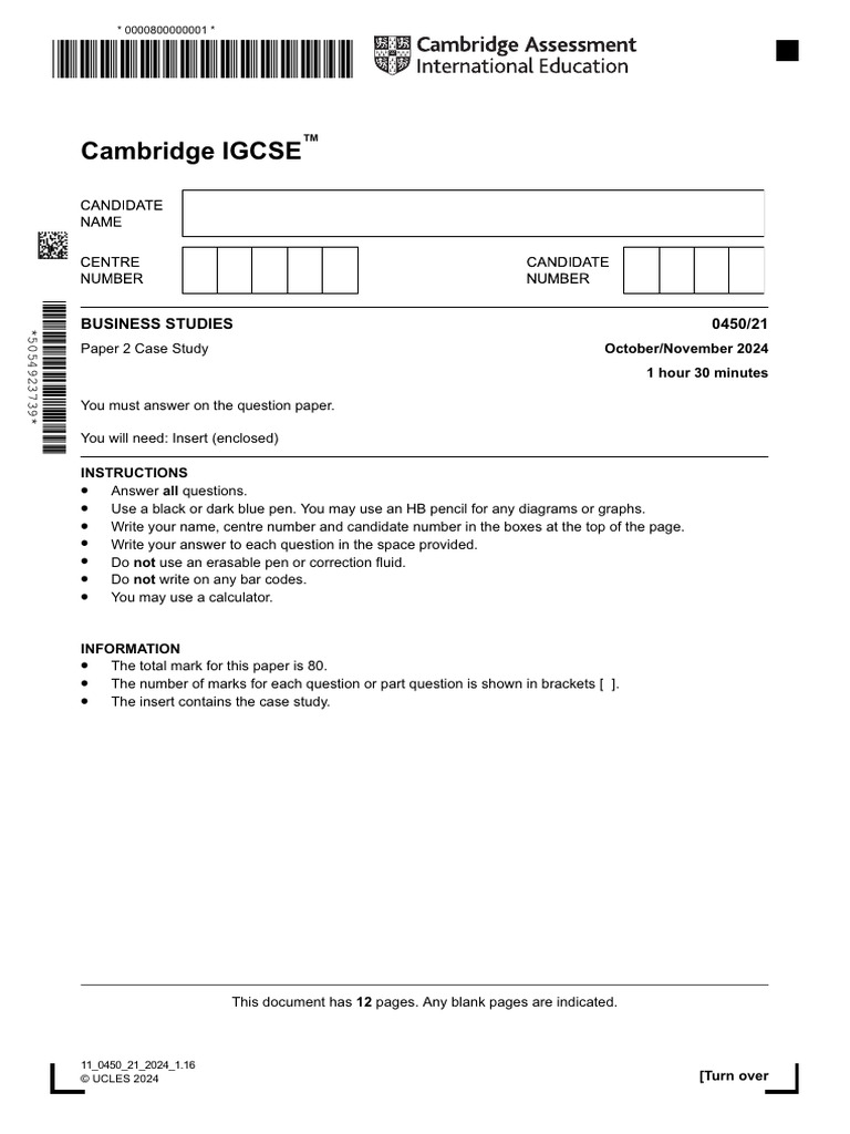 Paper 2 Business Example | PDF | Profit (Economics) | Business Economics