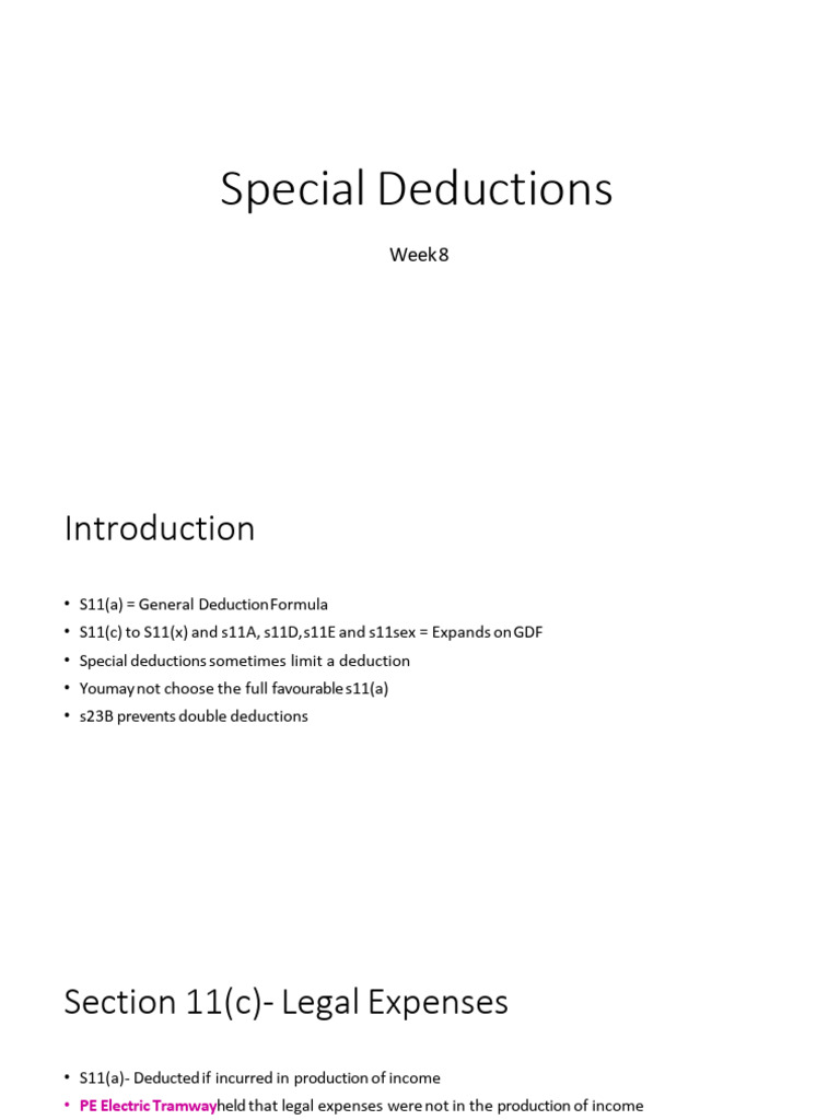 Week 8 Special Deductions | PDF | Lease | Expense