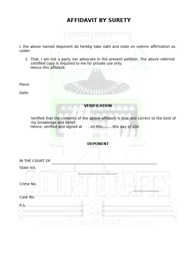 Affidavit by Surety | PDF