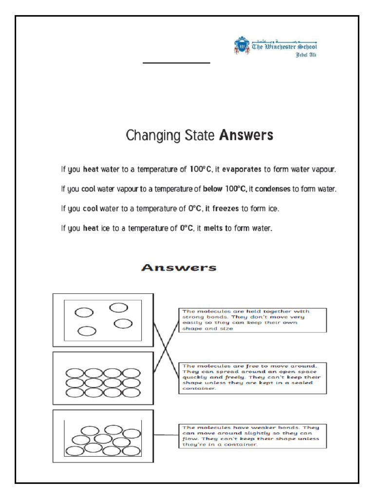 Year 4 - Science - Term3 - Week 5 - Practice Paper 3 - States of Matter ...