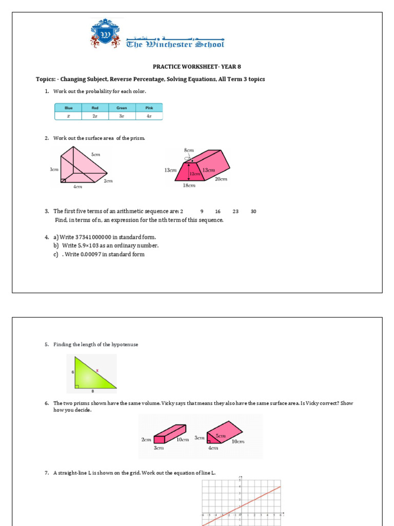10th May - Y8 - SAterm3 - Practice WS2 | PDF