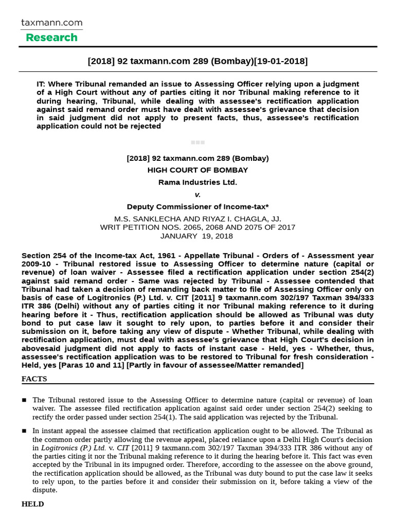 Rama_Industries_Ltd__vs__Deputy_Commissioner_of_Incom (1) | PDF | Loans | Judgment (Law)