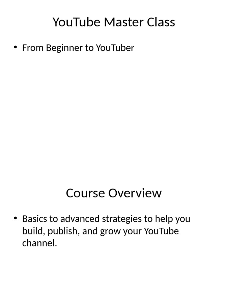 YouTube Master Class Explained | PDF