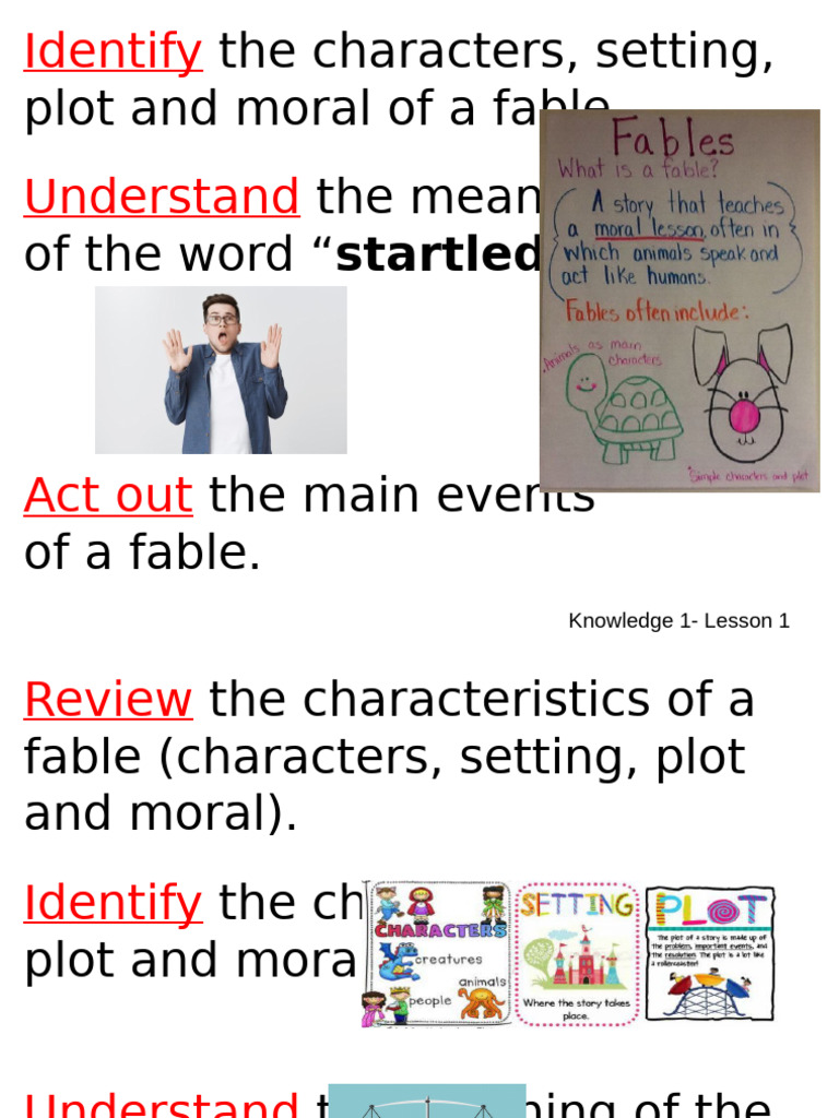 Identify Understand: The Characters, Setting, Plot and Moral of A Fable ...