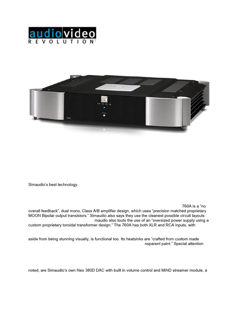 MOON 760A Audiovideorevolution | PDF | Amplifier | Electronic Engineering