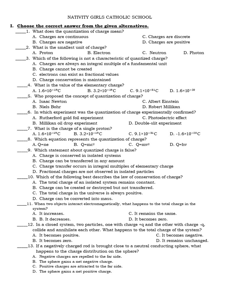 Greade 10 Electrostatics Worksheet | PDF | Electric Charge | Electron