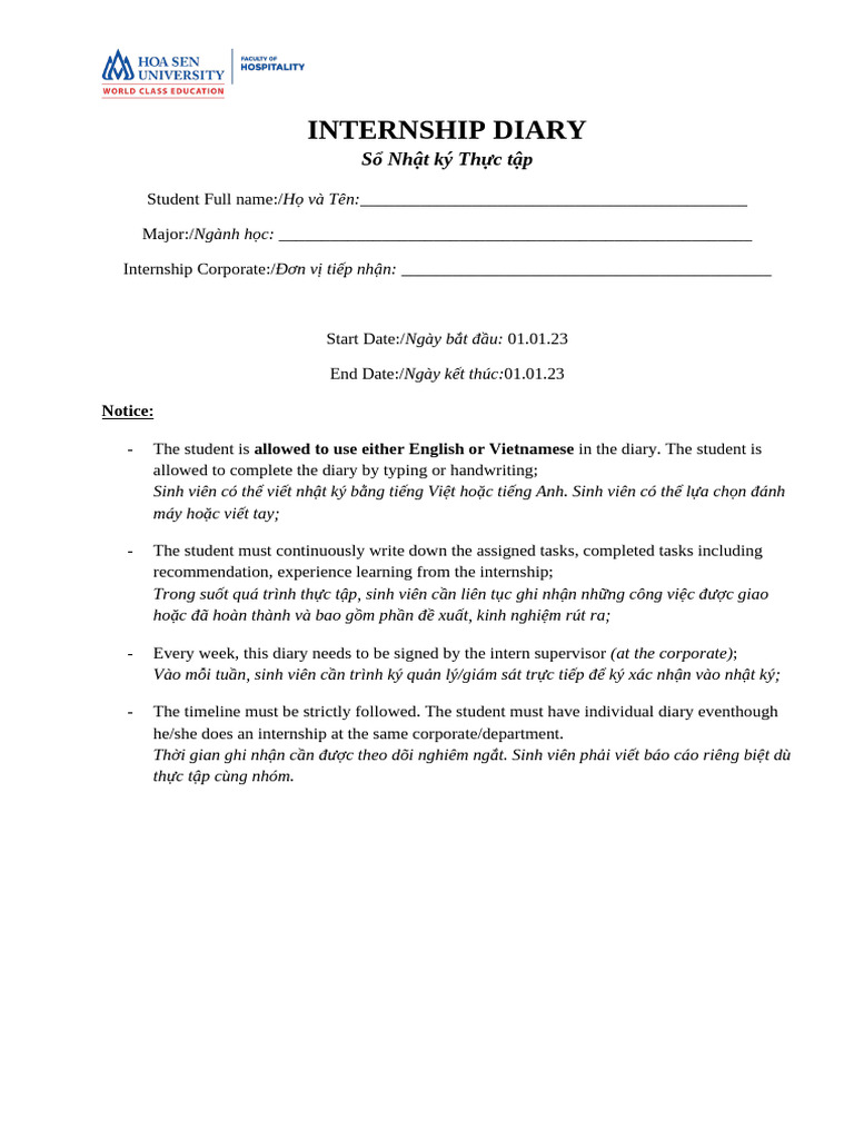 3-Faculty Internship Diary Form | PDF