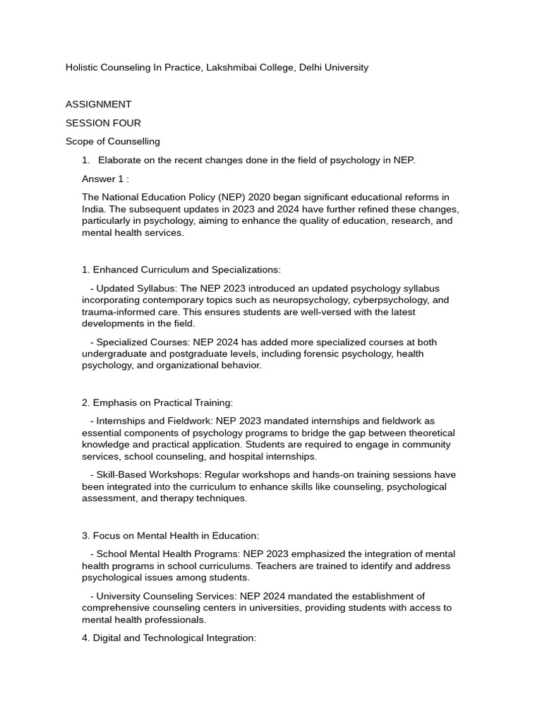 Holistic Counseling in Practice Session 4 | PDF | Psychology | Educational Technology