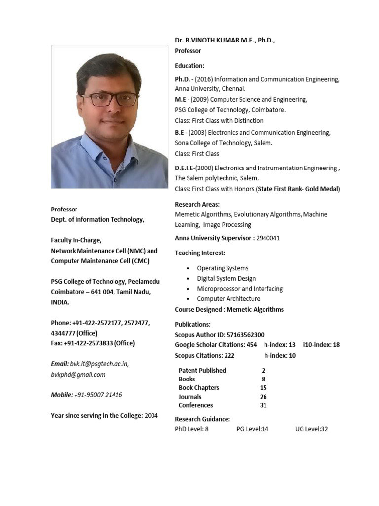 Dr.B.vinoth Kumar CV Publications | PDF | Machine Learning | Deep Learning