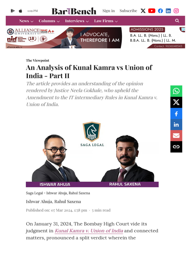 An Analysis of Kunal Kamra Vs Union of India - Part II | PDF | Information | Democracy