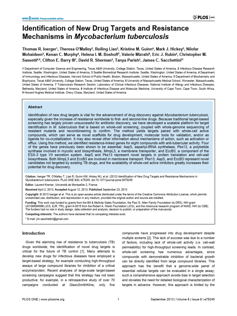 2013res - Identification of New Drug Targets and Resistance Mechanism ...