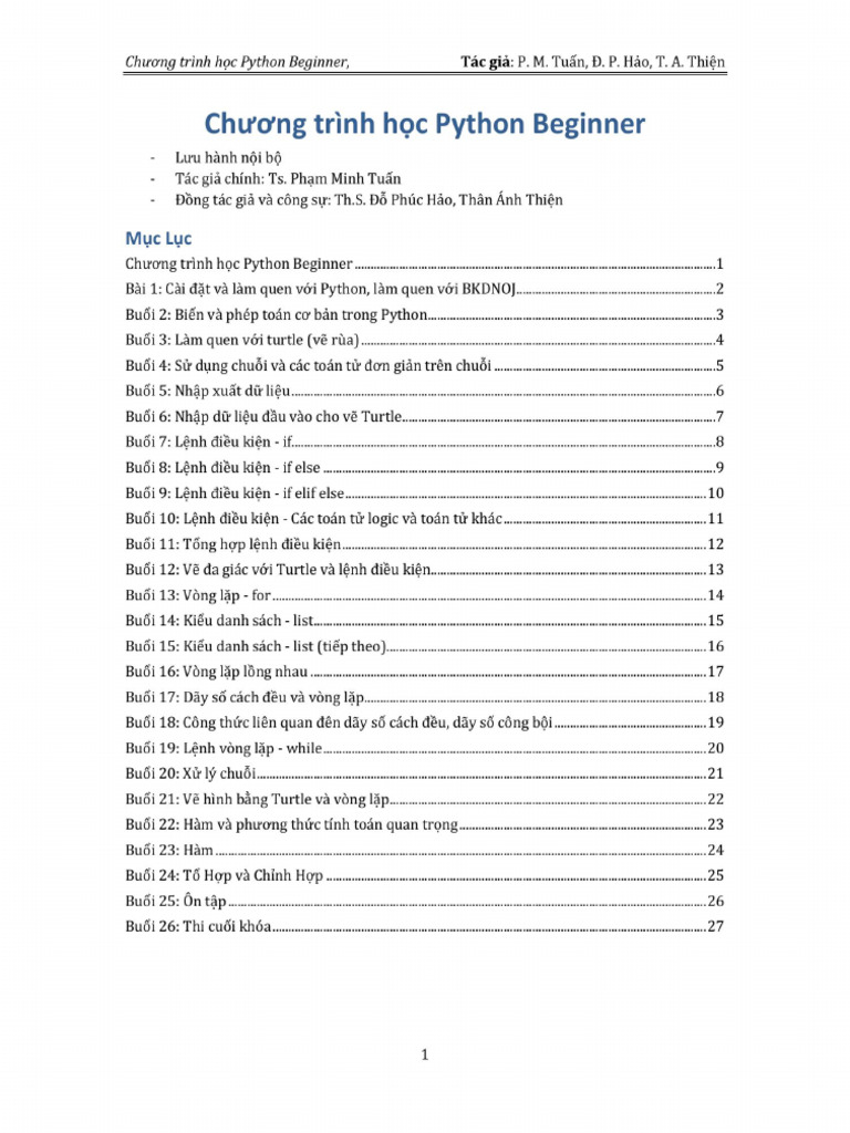 Giao Trinh Python Beginner | PDF