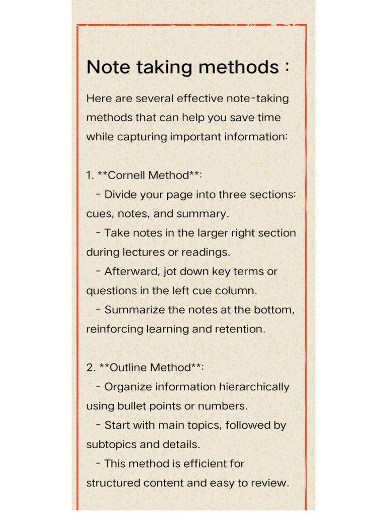 Effective note taking methods | PDF