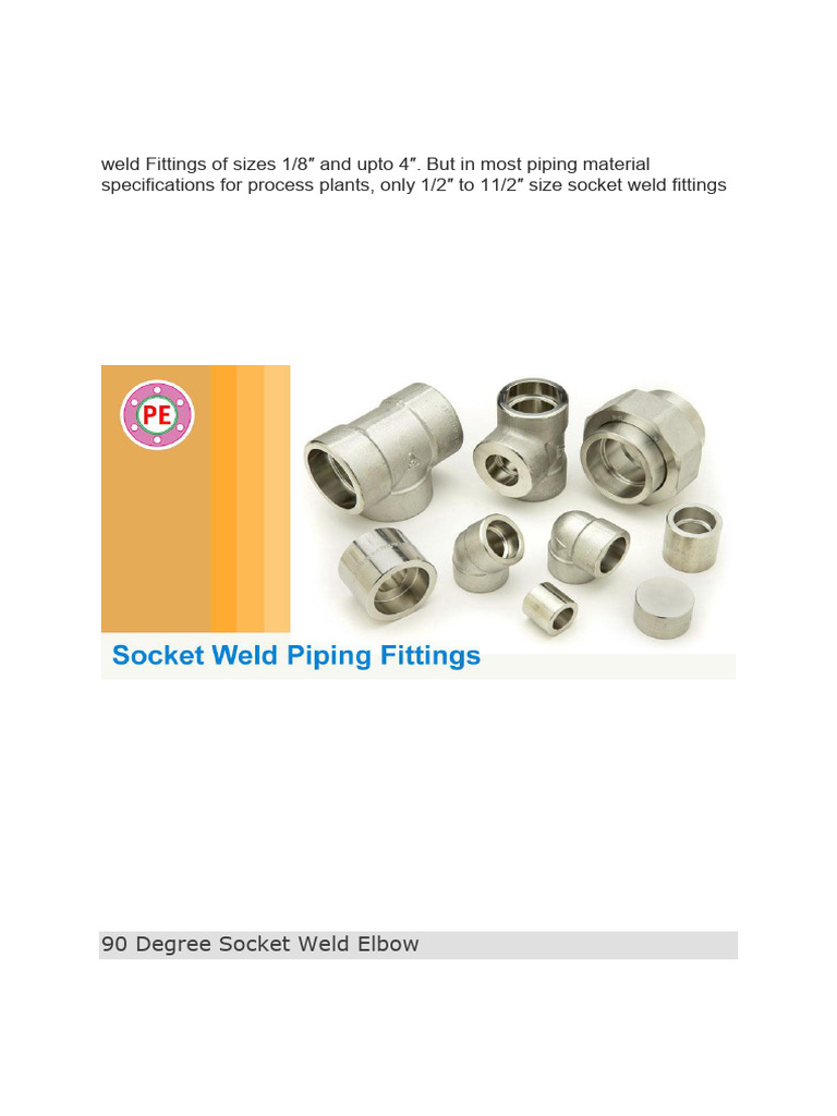 3.piping Materials - Socket Weld Fittings | PDF | Pipe (Fluid Conveyance) | Materials
