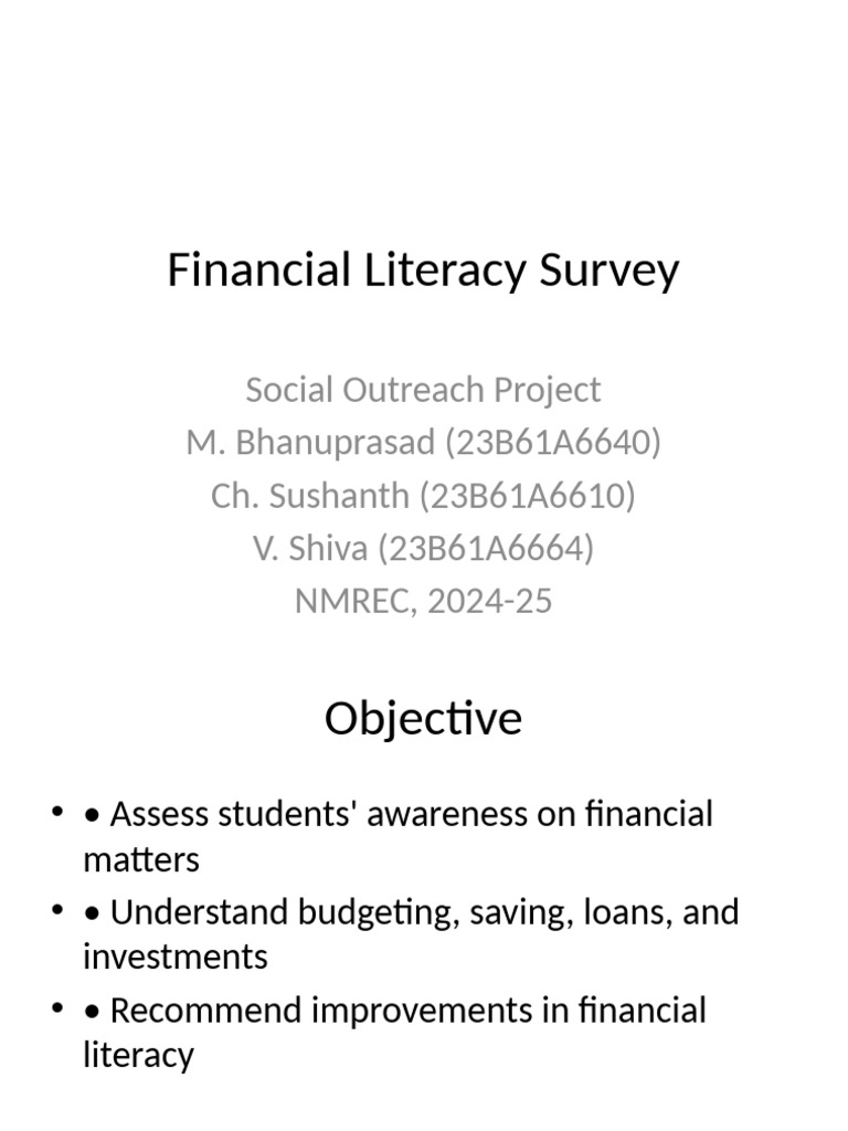 Financial Literacy Survey Presentation (1) | PDF