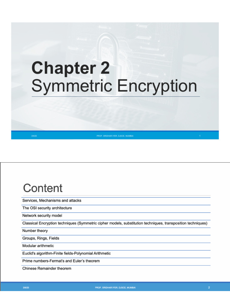 Chapter 2 Symmeteric Encryption | PDF | Cryptography | Secure Communication