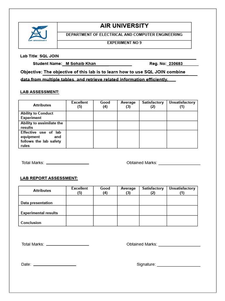 DBMS Lab 9 230683 Sohaib | PDF | Databases | Sql
