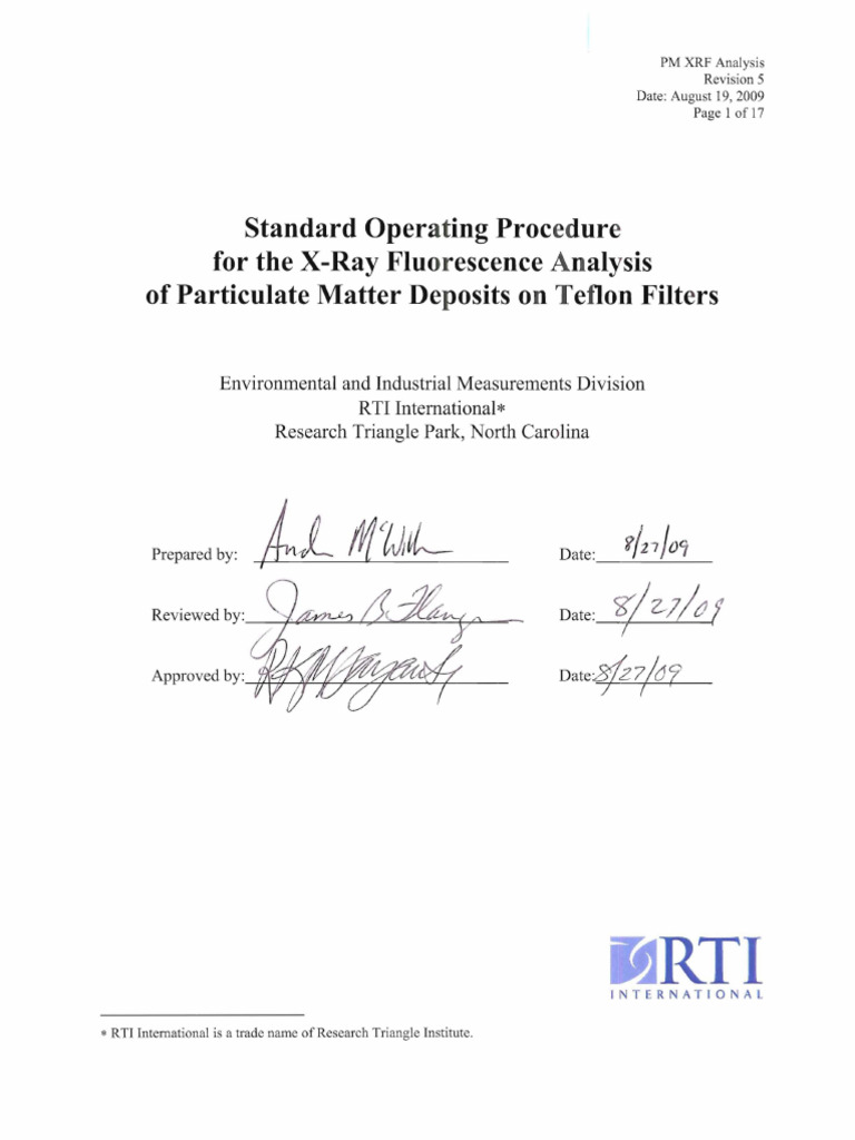 Pmxrfsop | PDF | Physical Sciences | Applied And Interdisciplinary Physics