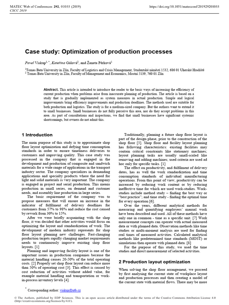 Case Study Optimization of Production Processes | PDF | Mathematical ...