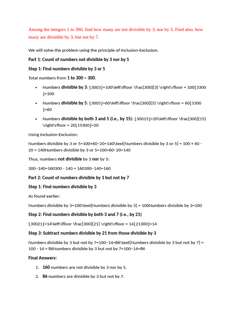 Among the integers 1 to 300 | PDF | Ring (Mathematics) | Vertex (Graph Theory)