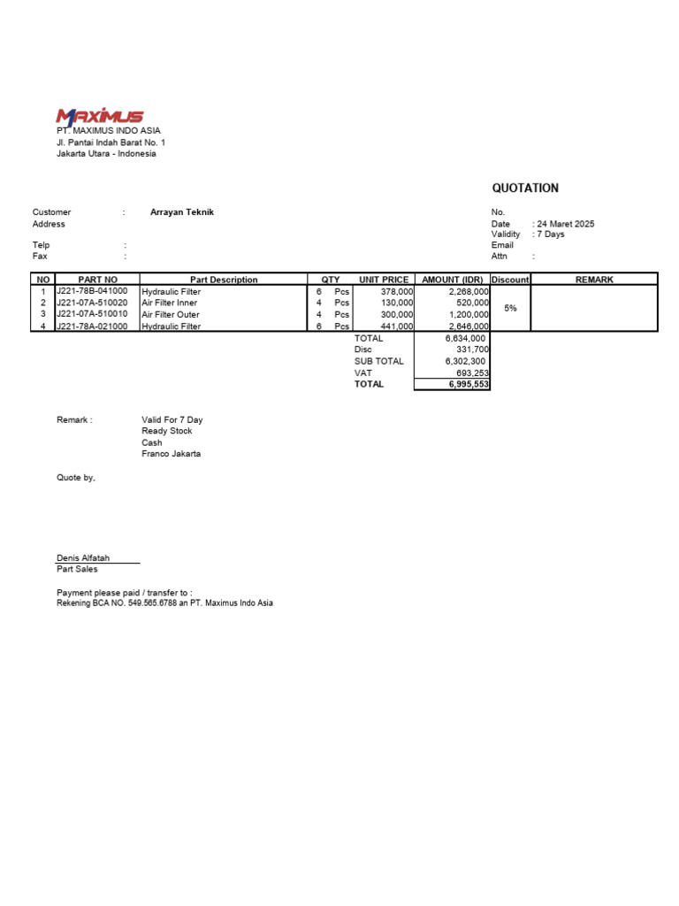 Penawaran Arrayan Teknik | PDF
