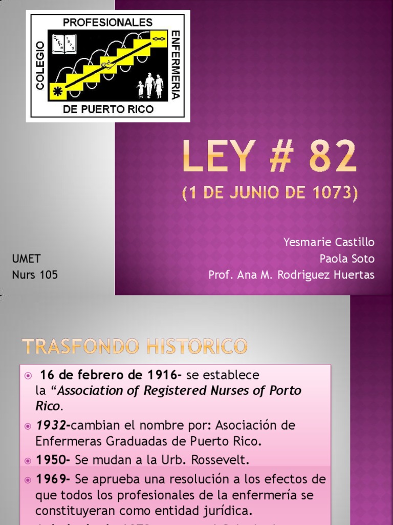 Ley 82: Colegio de Enfermería en PR | PDF | Puerto Rico | Enfermería