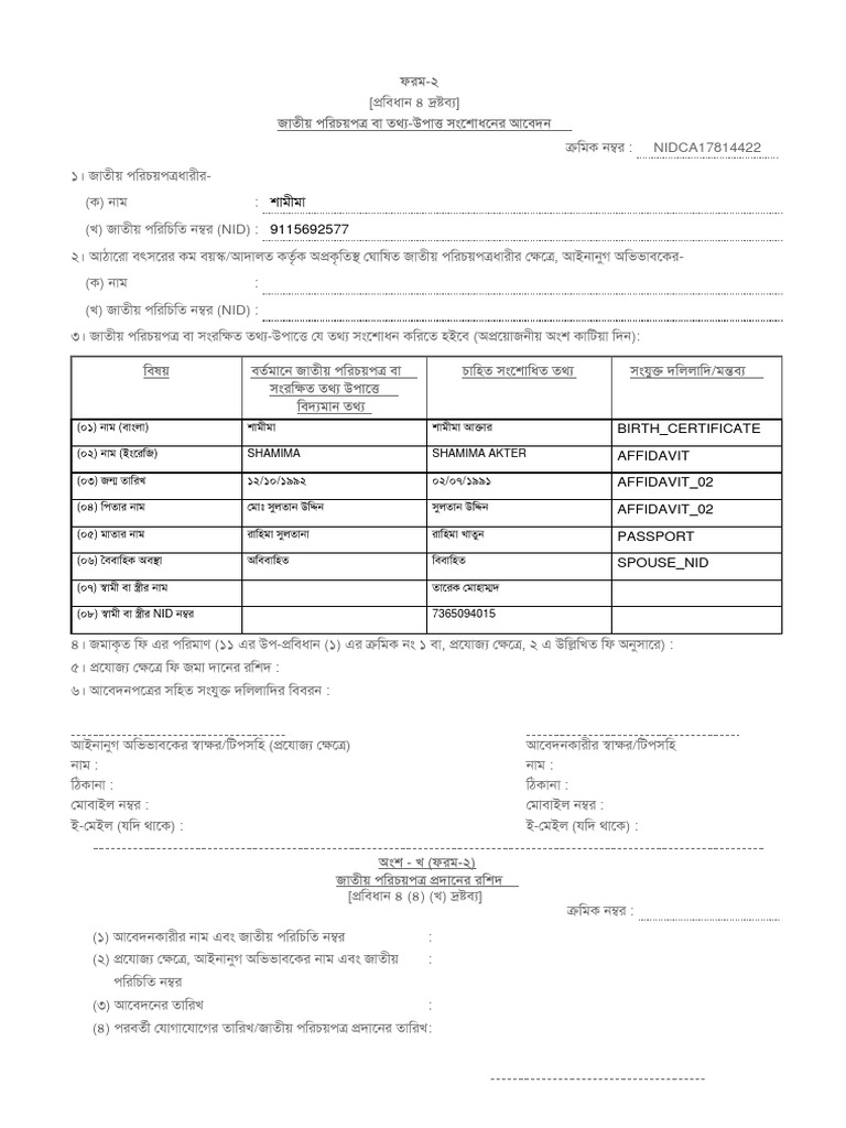 Correction Form | PDF