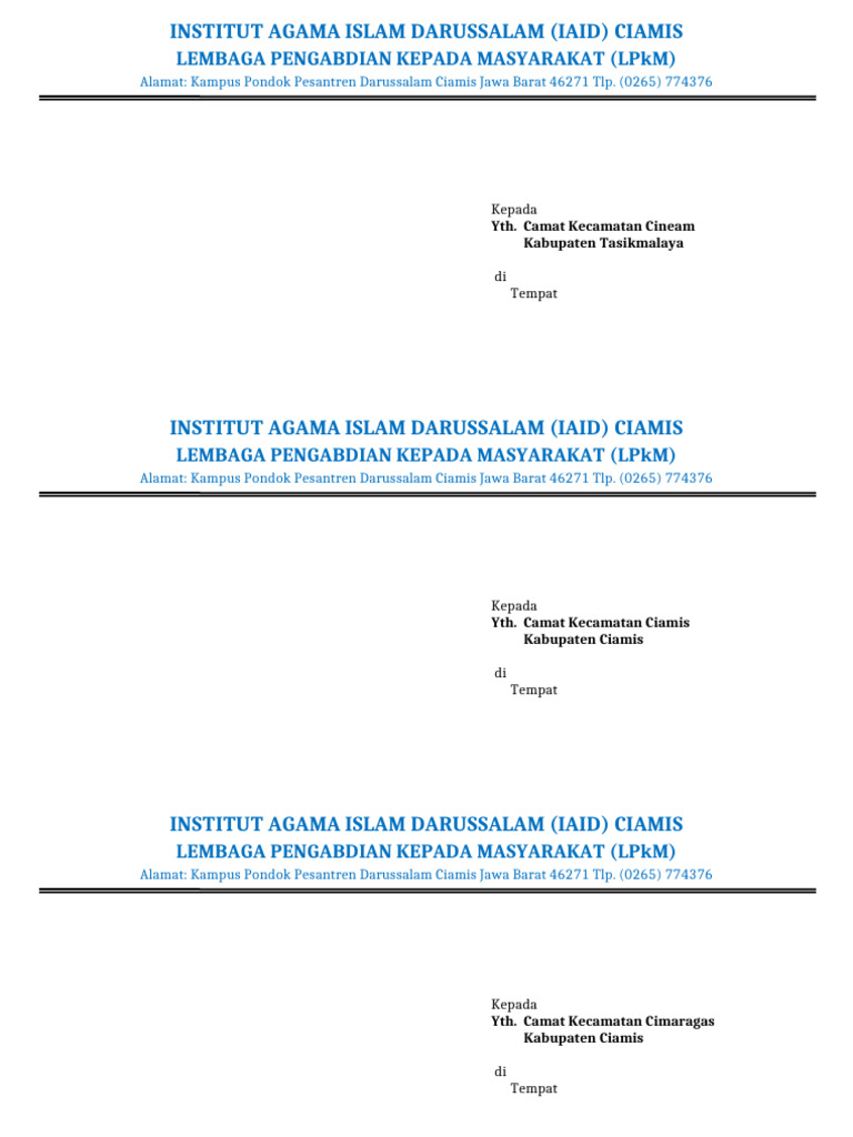 AMPLOP Seluruh Kecamatan | PDF