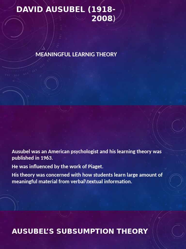 Ausubel's Meaningful Learning Theory | PDF
