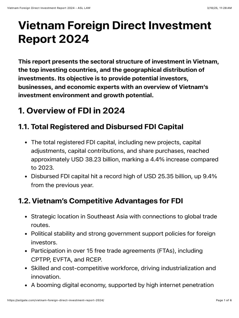 Vietnam FDI Report 2024 Overview | PDF | Foreign Direct Investment ...