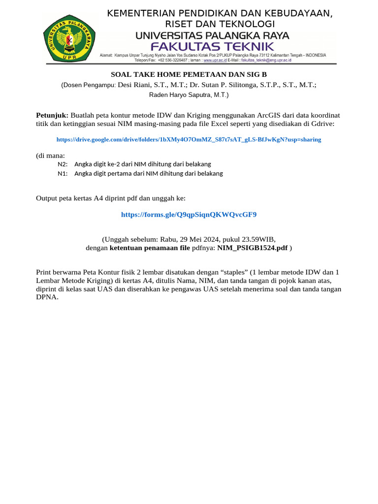 SOAL Take Home 15 Pemetaan Dan SIG B 20240523 1130-1330 | PDF