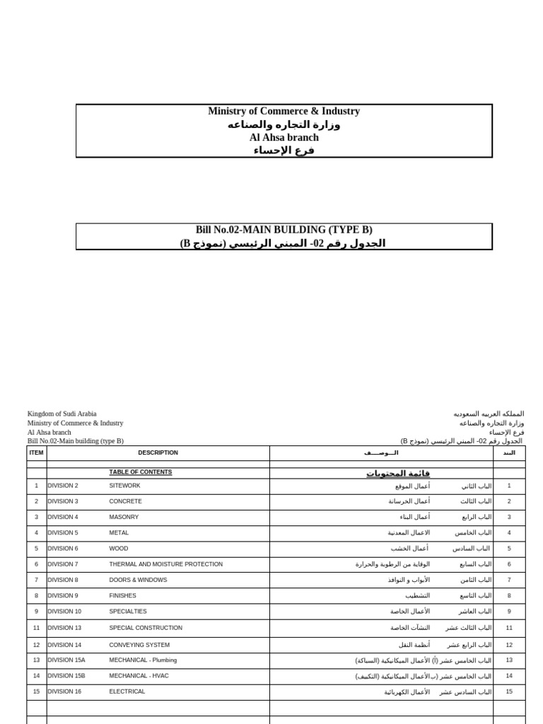 Sample BOQ (Building Type) | PDF
