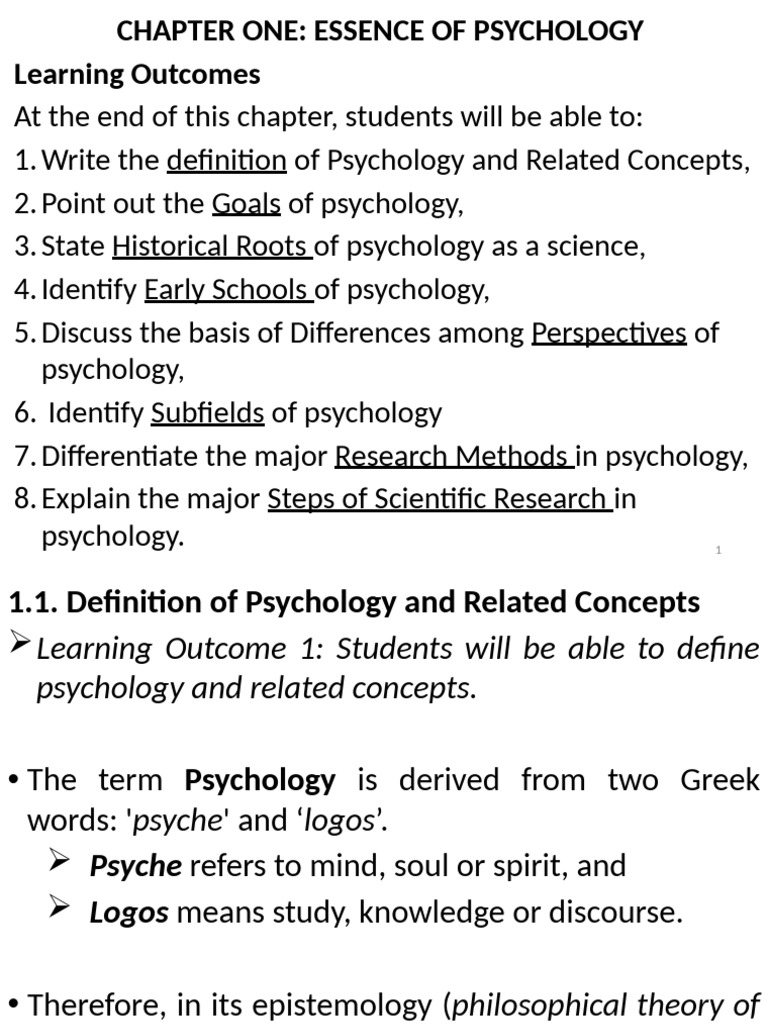 GENERAL PSYCHOLOGY (Psyc 1011) Unit 1 | PDF | Psychology | Mind