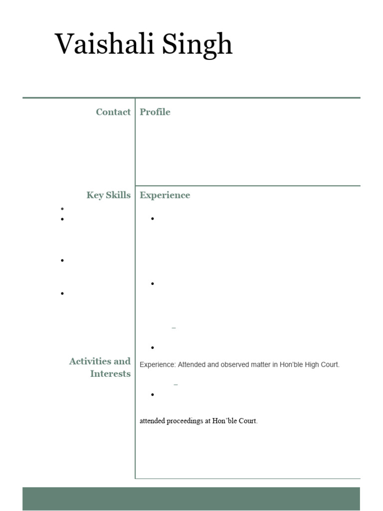 Vaishali Singh CV | PDF