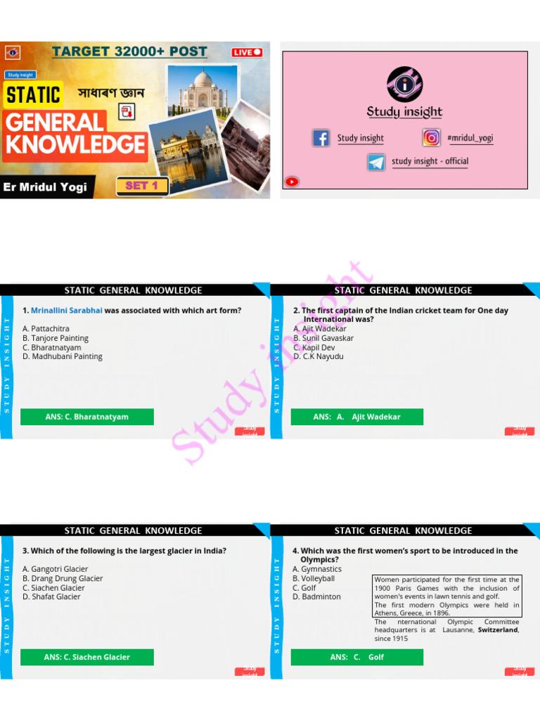 2000 Static GK Study Insight Part 1 | PDF